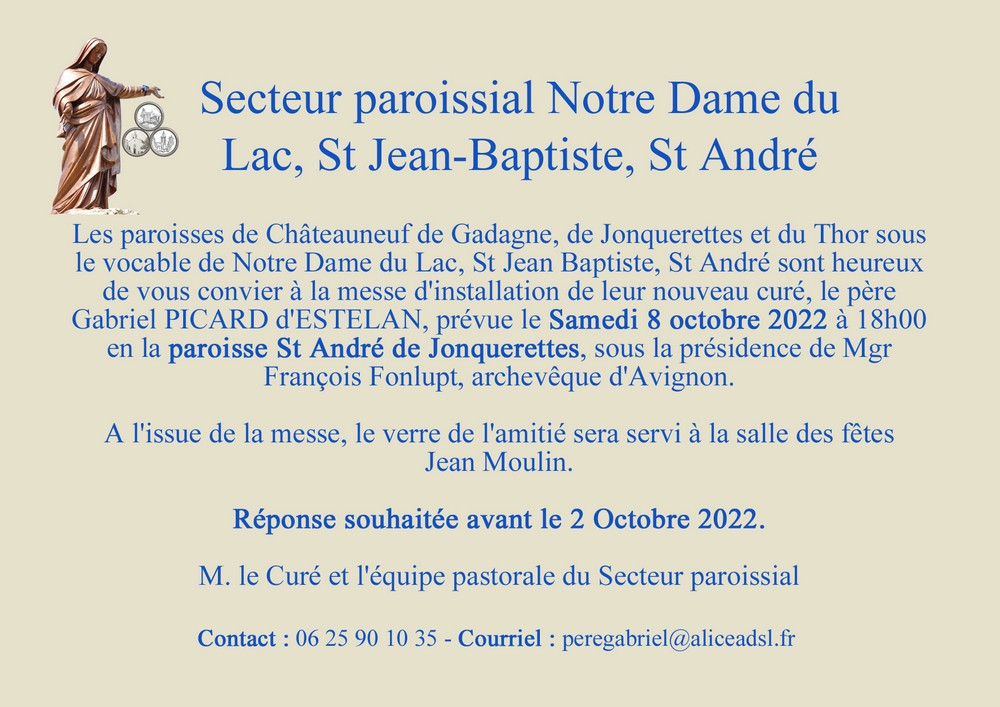 Invitation à la messe d'installation de Père Gabriel - Secteur ...